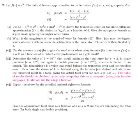 Let Fx X3 The Finite Difference Approximation To