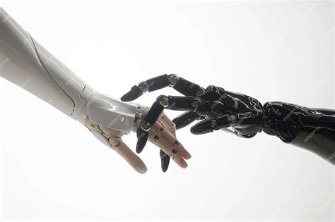Premium Photo Ai And Machine Learning Concept With Human And Robot Hands