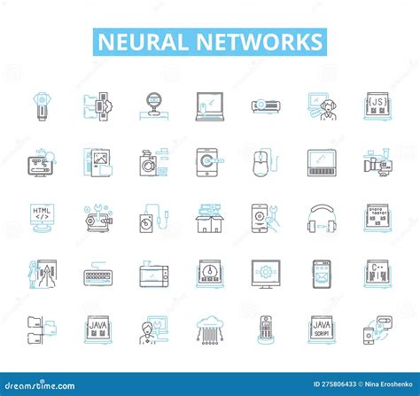 neural networks linear icons set perceptron backpropagation deep