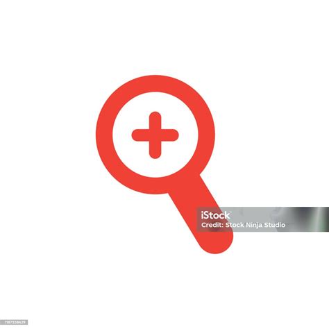 흰색 배경에 돋보기 플러스 빨간색 아이콘입니다 빨간색 플랫 스타일 벡터 그림입니다 0명에 대한 스톡 벡터 아트 및 기타 이미지 0명 검사 보기 검색 Istock