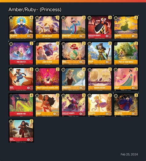 Amber Ruby Princess Lorcana Deck Disney Lorcana