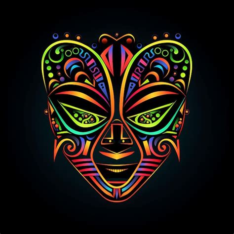 Premium Ai Image A Neon Mask Neon Outlines With Shape Neon Line