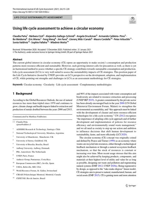 Peña Et Al 2021 Pdf Life Cycle Assessment Sustainability