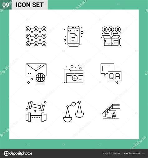Universal Outlines Set Web Mobile Applications Document Internet Box