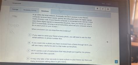 Solved ← Assignments Allen Logout X Passage Vocabulary Activity Questions To Go Within The