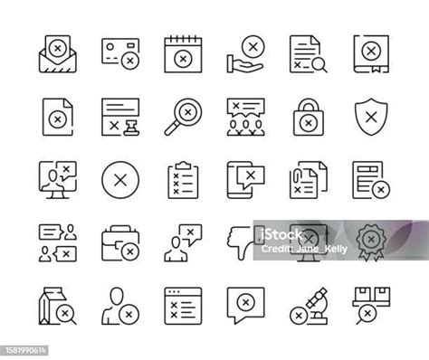 거부 아이콘 벡터 선 아이콘이 설정되었습니다 X 표시 십자 표시 개념 검은색 윤곽선 획 기호 개체 그룹에 대한 스톡 벡터 아트 및 기타 이미지 Istock