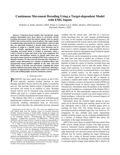 pdf continuous movement decoding using a target dependent model with