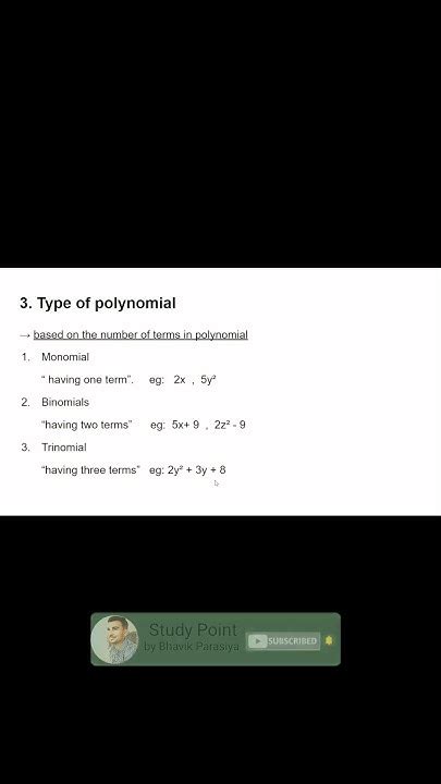 Type Of Polynomial Trinomial Youtube