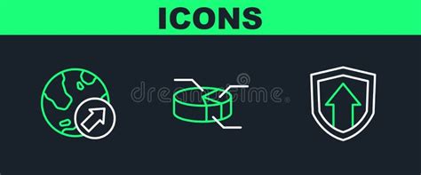 Set Line Financial Growth And Pie Chart Infographic Icon Vector Stock Vector Illustration Of