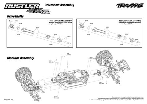 Traxxas Rustler 4X4 VXL Driveshaft Assembly Parts Explosion