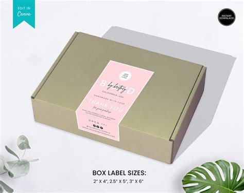 Editable Box Label Template Custom Packaging Labels Order Etsy