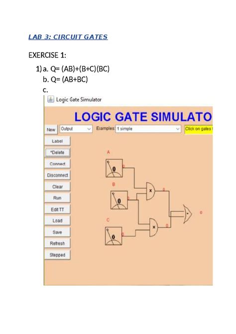 LAB 3 CPSC 1050 LAB 3 CIRCUIT GATES EXERCISE 1 1 A Q AB B C
