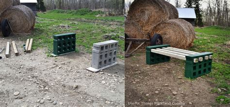Cinderblock Bench Made From 4x4 Posts And Old Cinder Blocks Used Construction Adhesive To Glue