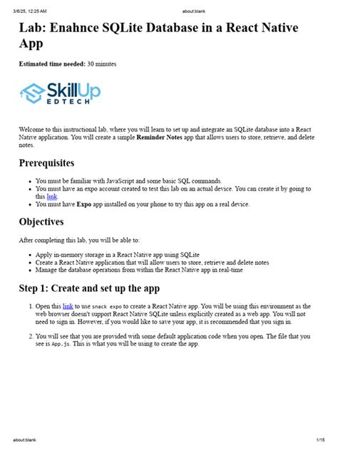 Enahnce Sqlite Database In A React Native App Pdf Mobile App Databases