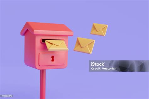 우편물 봉투가 있는 우체통 메일 배달 사서함 우체국 보낸 메일 메시지 받는 메일 종이 비행기 메시지 메일 아이콘 뉴스레터 미니멀 카툰 3d 최소 렌더링 그림 고립 색상에