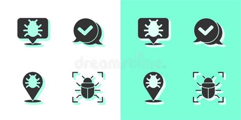 Set System Bug And Check Mark In Speech Bubble Icon Vector Stock Vector Illustration Of