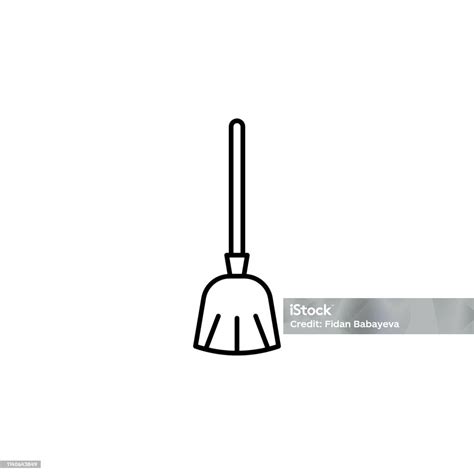 마법의 빗자루 개요 아이콘입니다 기호와 기호는 웹 로고 모바일 앱 Ui Ux에 사용할 수 있습니다 10월에 대한 스톡 벡터 아트