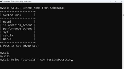 Mysql Schemata Table