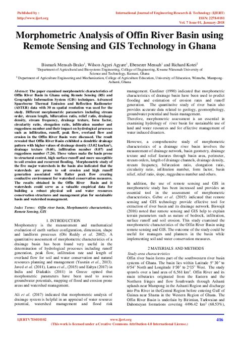 pdf morphometric analysis of offin river basin using remote sensing