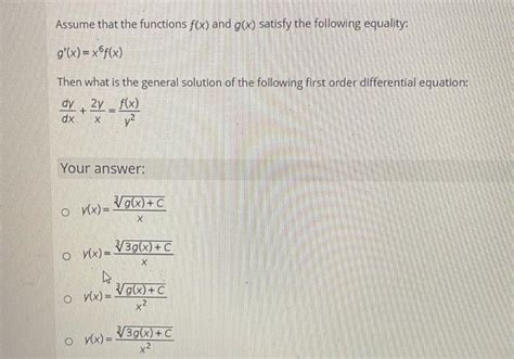 solved assume that the functions f x and g x satisfy the