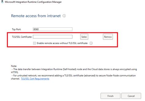 how to secure communication between self hosted integration runtime
