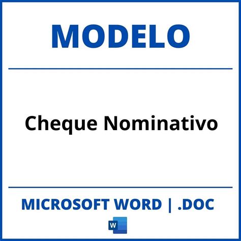 Modelo De Cheque En Word
