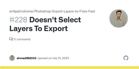 Doesnt Select Layers To Export · Issue 228 · Antipalindromephotoshop Export Layers To Files