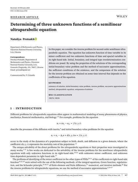 Determining Of Three Unknown Functions Of A Semilinear Ultraparabolic Equation Request Pdf