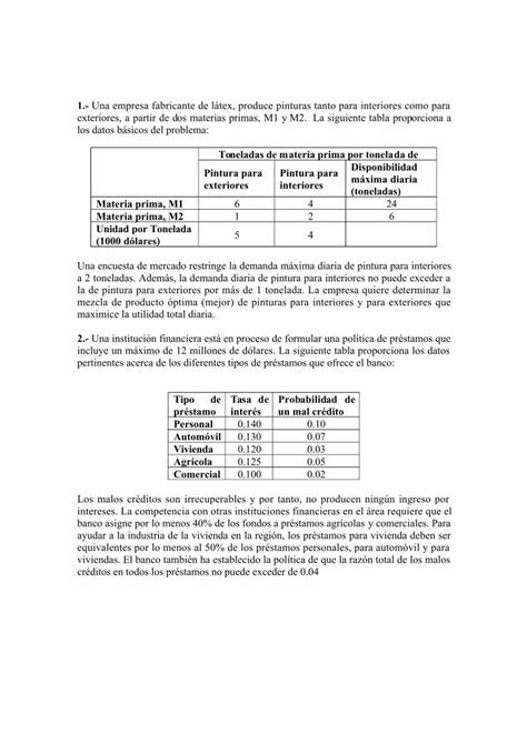 Pdf 1 Ejercicios De Programación Lineal Dokumen Tips