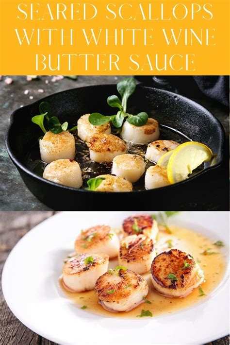 Scallops With White Wine Butter Sauce In A Cast Iron Skillet