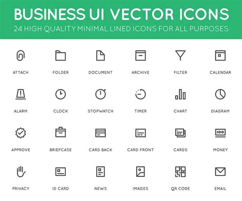 Premium Vector Business User Interface Ui Vector Icon Set High Quality Minimal Lined Icons For