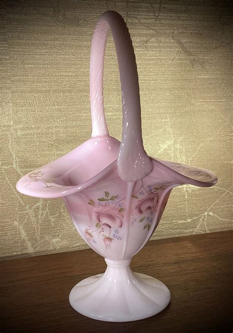 Vintage Fenton Art Glass Rosalene Floral Basket Etsy