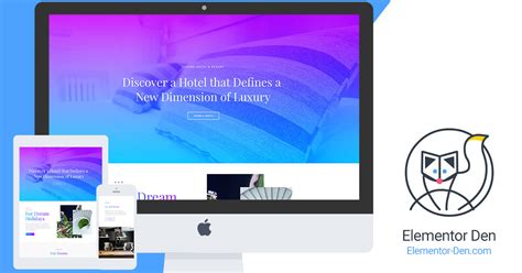 free elementor template for a hotel homepage elementor den