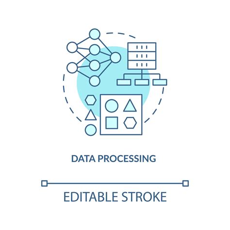Data Processing Turquoise Concept Icon Work With Digital Information Stage Abstract Idea Thin
