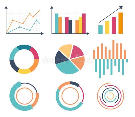 Graphs Flat Icons Set Stock Vector Illustration Of Market 72973844