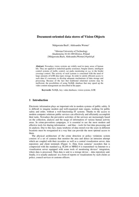 Pdf Document Oriented Data Stores Of Vision Objects