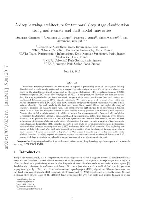 Pdf A Deep Learning Architecture For Temporal Sleep Stage