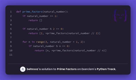 Behroozs Solution For Prime Factors In Python On Exercism