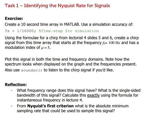 Solved Task 1 Ldentifying The Nyquist Rate For Signals