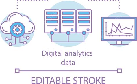 Thin Line Digital Analytics Icon For Business Data Vector Digital Symbol Linear Png And