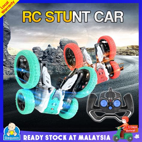 【msia Stock】 Rc Car 360 Degree Roll Double Sided Stunt Car 1 18 High Speed Rotating Anti
