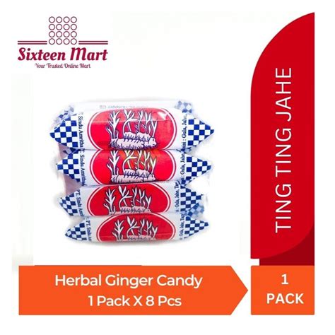 Ting Ting Jahe Tradisional And Herbal Ginger Candy 1 Pack X 8 Pcs Sg