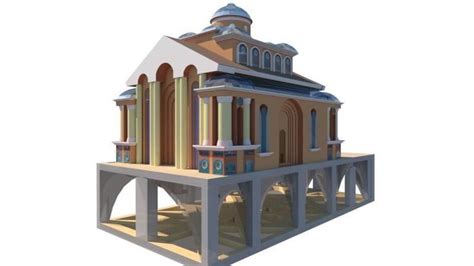 Classical Architectural Model With Columns And Arches