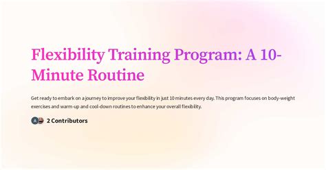 Flexibility Training Program A 10 Minute Routine