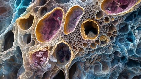 Microscopic Photography Section Of Lung Tissue Alveoli Structure
