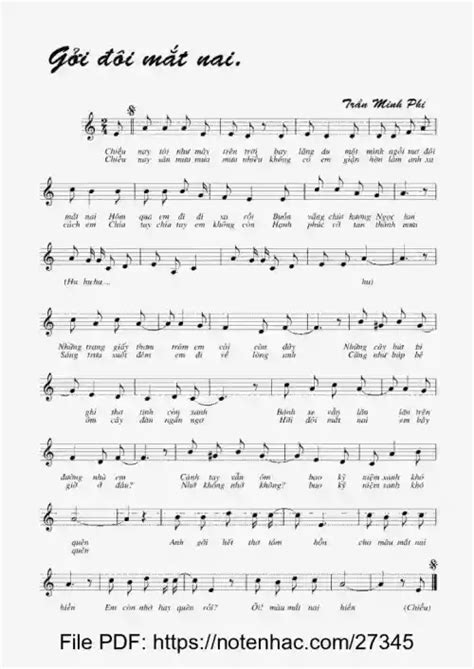 Sheet Nhạc Gửi đôi Mắt Nai Bản Đẹp Free Pdf Midi Download