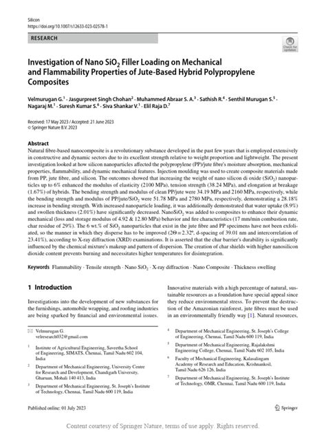 Investigation Of Nano Sio2 Filler Loading On Mecha Pdf Composite Material Nanocomposite