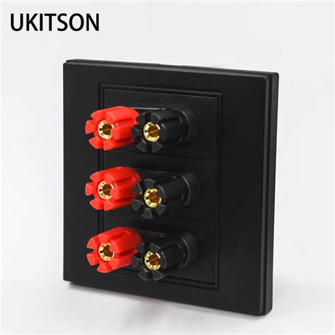 Black Color Ports Hifi Speaker Socket Wall Panel Audio Sound System Female Banana Plug Cover