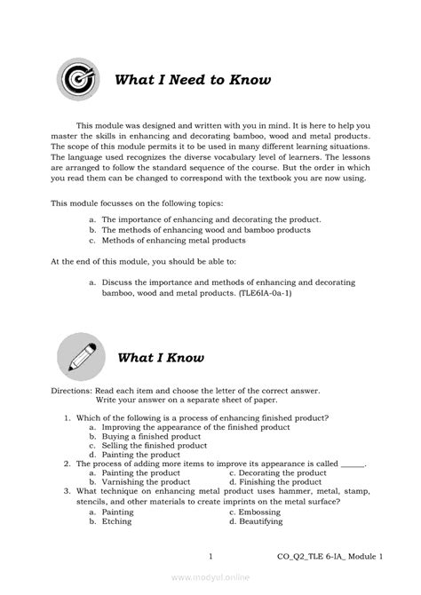 Tle 6 Industrial Arts Module 1 Importance And Methods Of Enhancing And Decorating Bamboo Wood