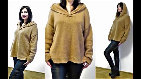 ДЖЕМПЕР ОВЕРСАЙЗ (40-48 РАЗМЕР) СПИЦАМИ С КАПЮШОНОМ. джемпер спицами ...